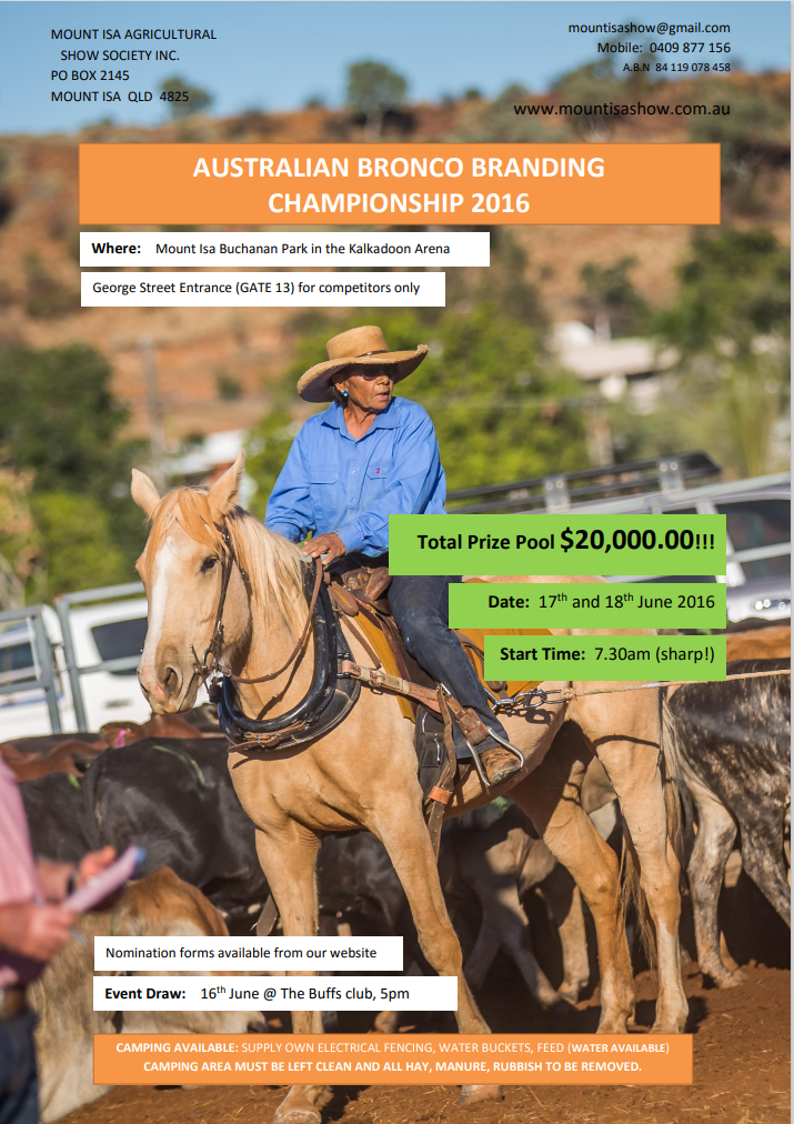 Mt Isa 2016 Poster - Bronco Branding SA